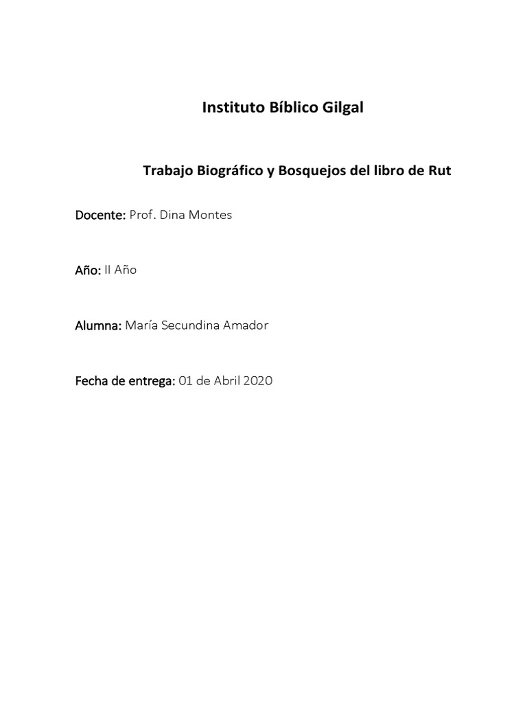 Bosquejo de Rut | PDF | Noemí (figura bíblica) | Libro de rut