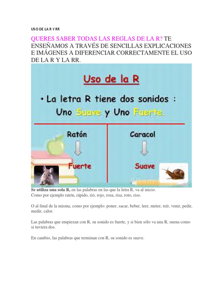 Uso de La R y RR PDF | PDF