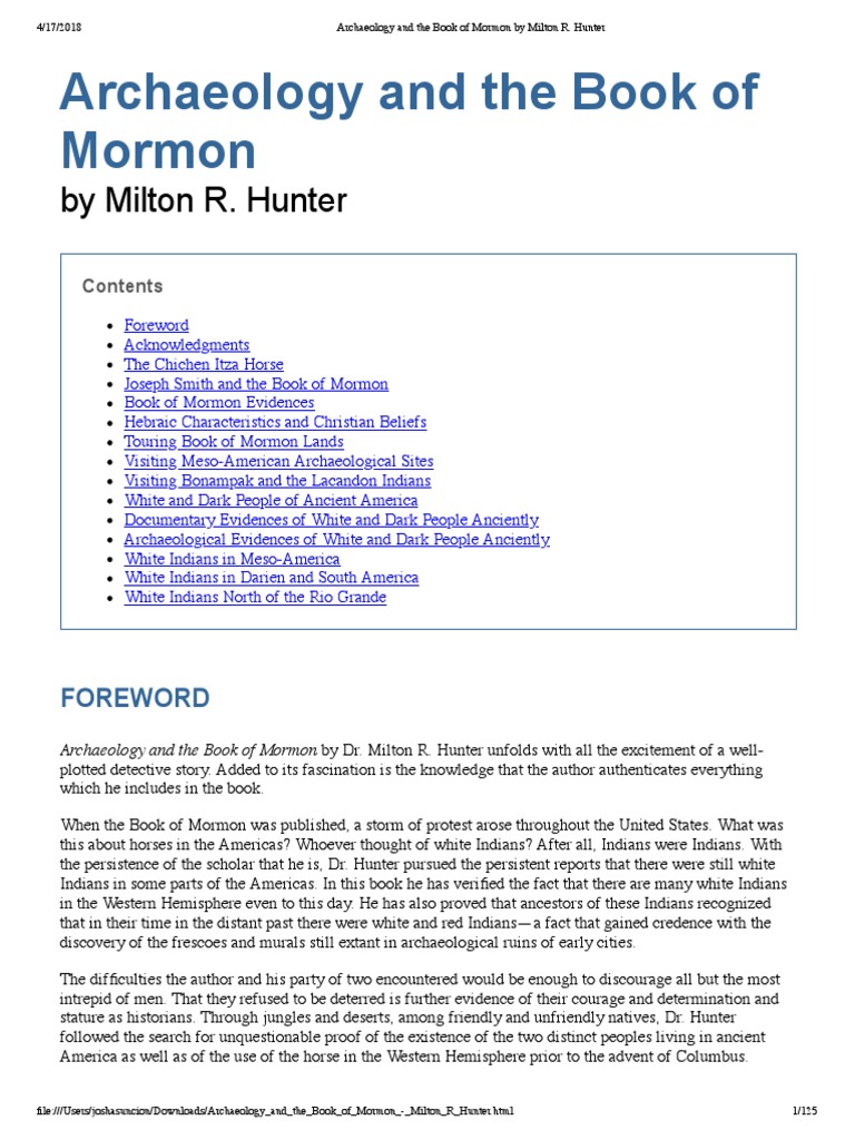 Archaeology and The Book of Mormon by Milton R Hunter 7 | PDF | Joseph ...