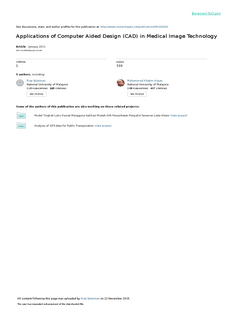 Applications of Computer Aided Design (CAD) in Medical Image Technology ...