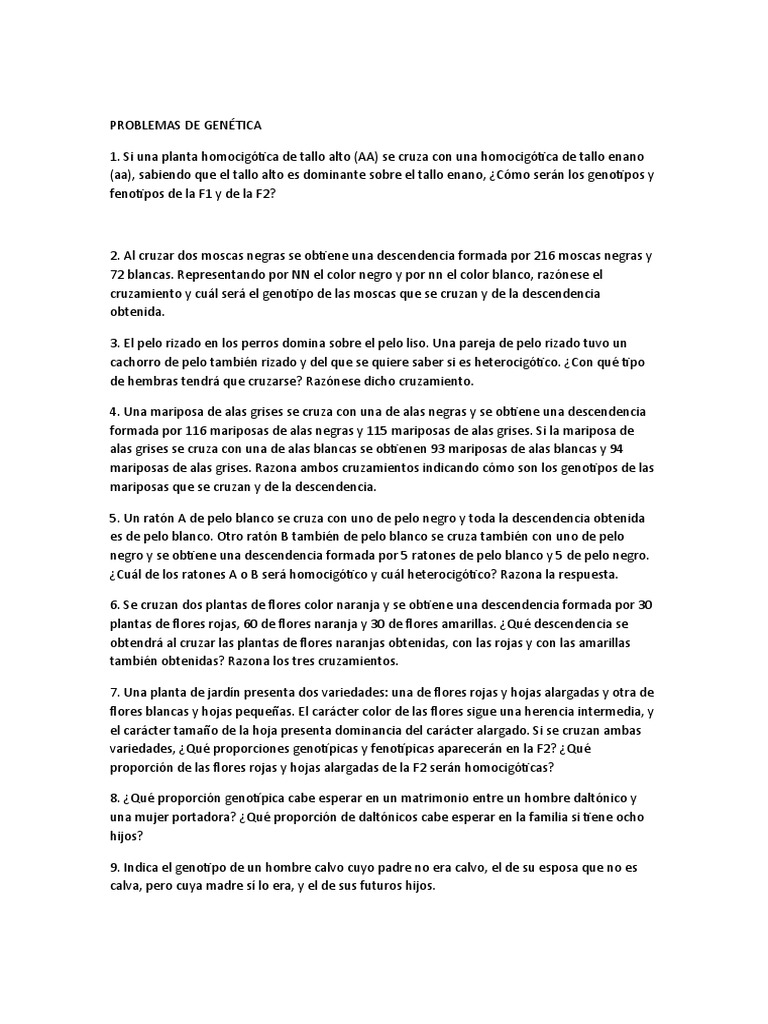 Cruces Genéticos y Resultados Fenotípicos | PDF | Dominancia (Genética ...