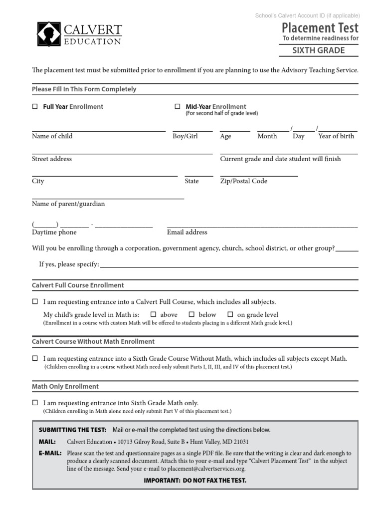 Placement Test: Sixth Grade | PDF | Buoyancy | Chimpanzee