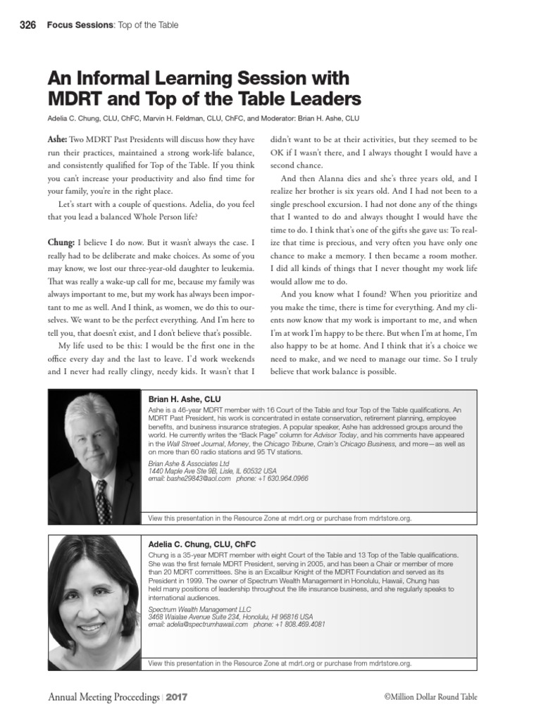 An Informal Learning Session With MDRT and Top of The Table Leaders ...