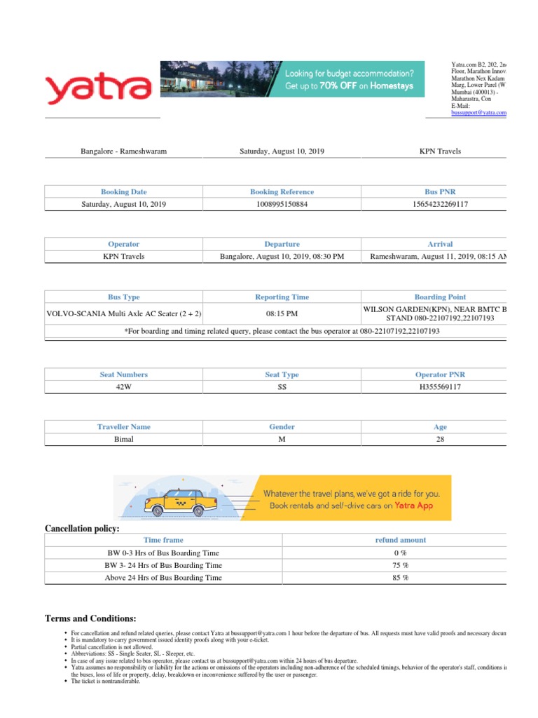 Booking Date Booking Reference Bus PNR: Terms and Conditions | PDF ...