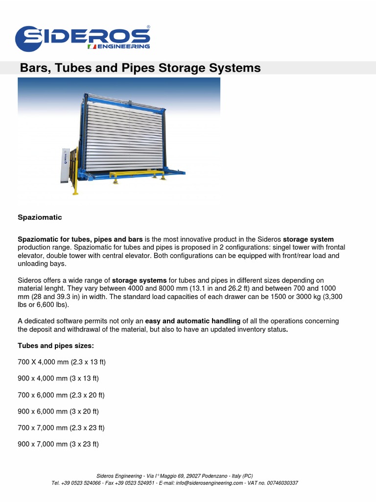 Bars Tubes and Pipes Storage Systems | PDF