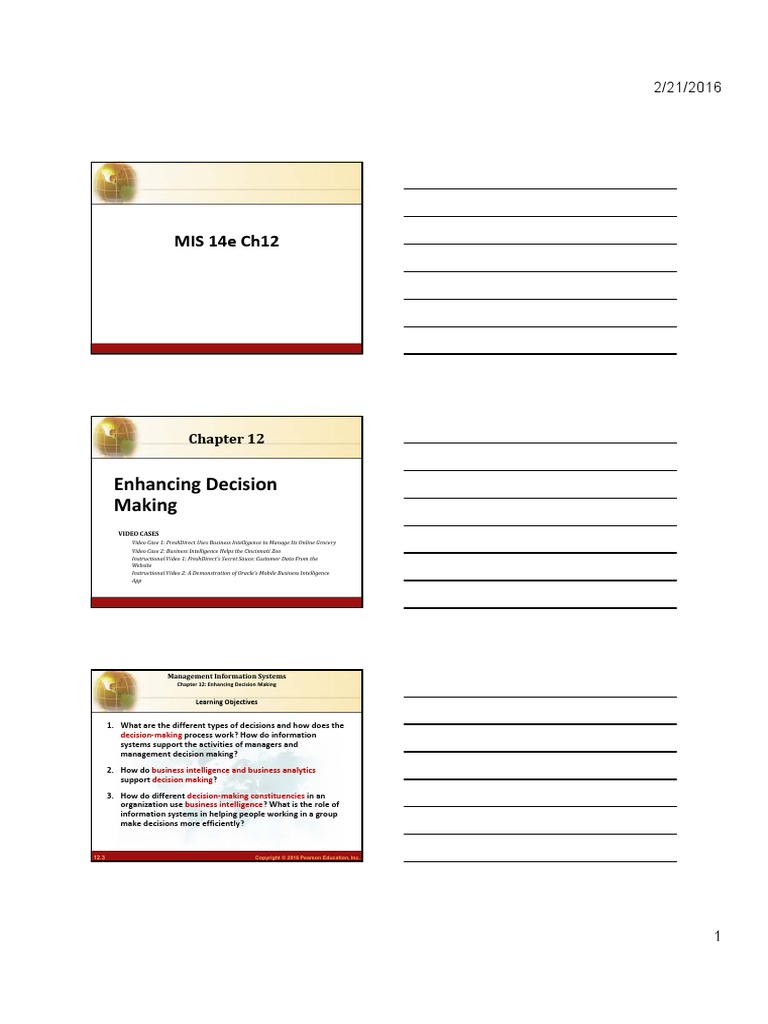 MIS 14e Ch12: Enhancing Decision Making | PDF | Business Intelligence | Analytics