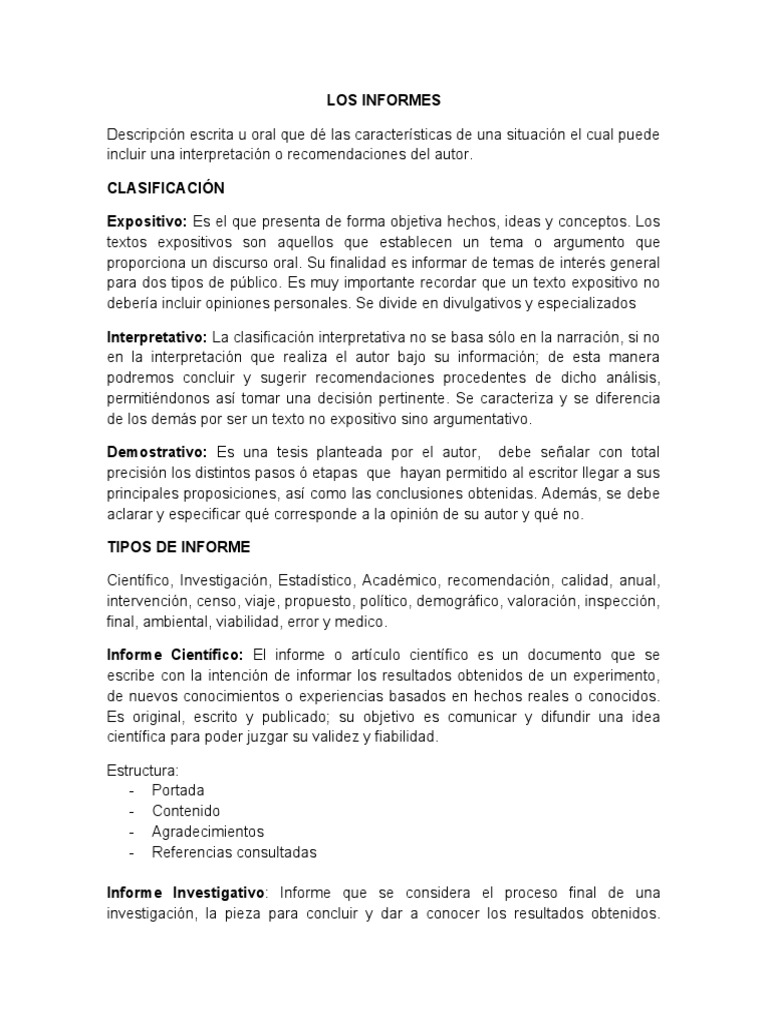 Tipos de Informe para Todos | PDF | Autor | Argumento