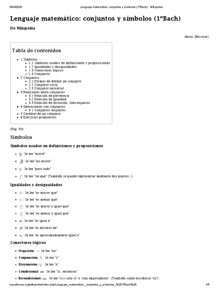 Conjuntos y Símbolos Matemáticos | PDF | Conjunto (Matemáticas ...