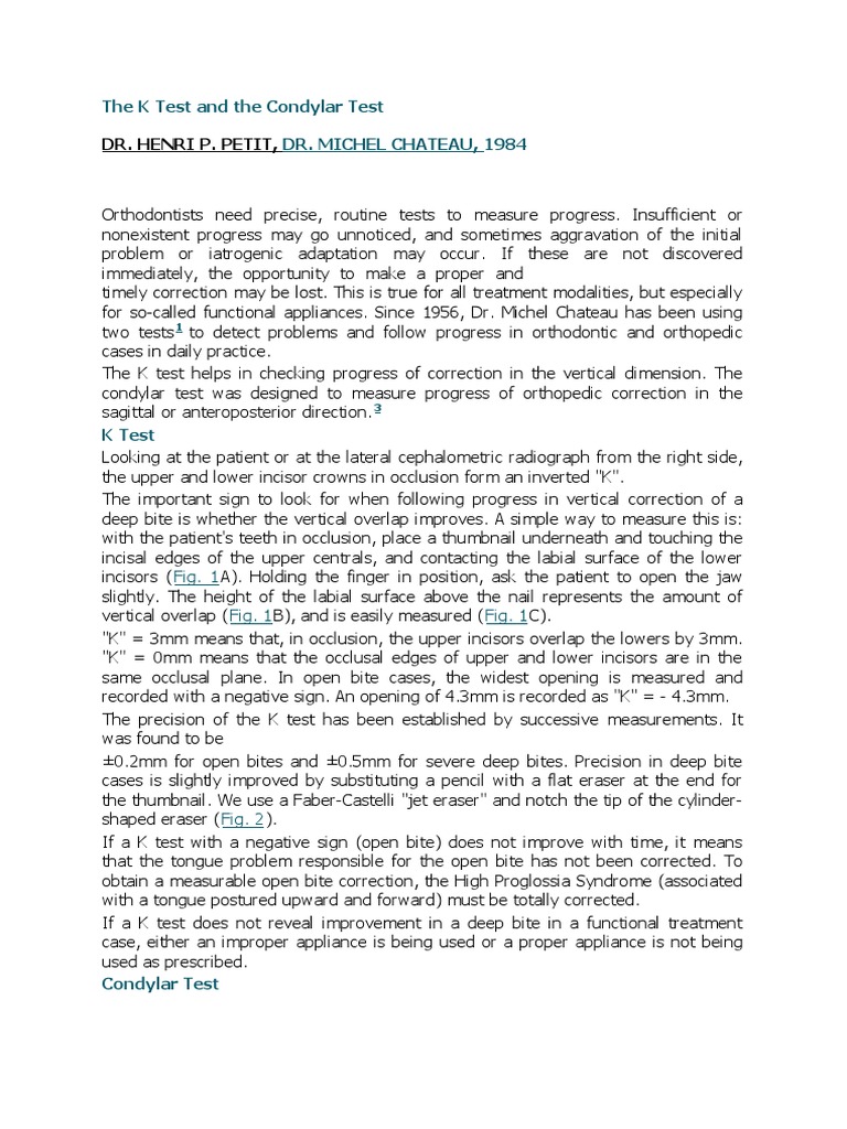 The K Test And The Condylar Test By Almuzian Pdf Mouth Dentistry