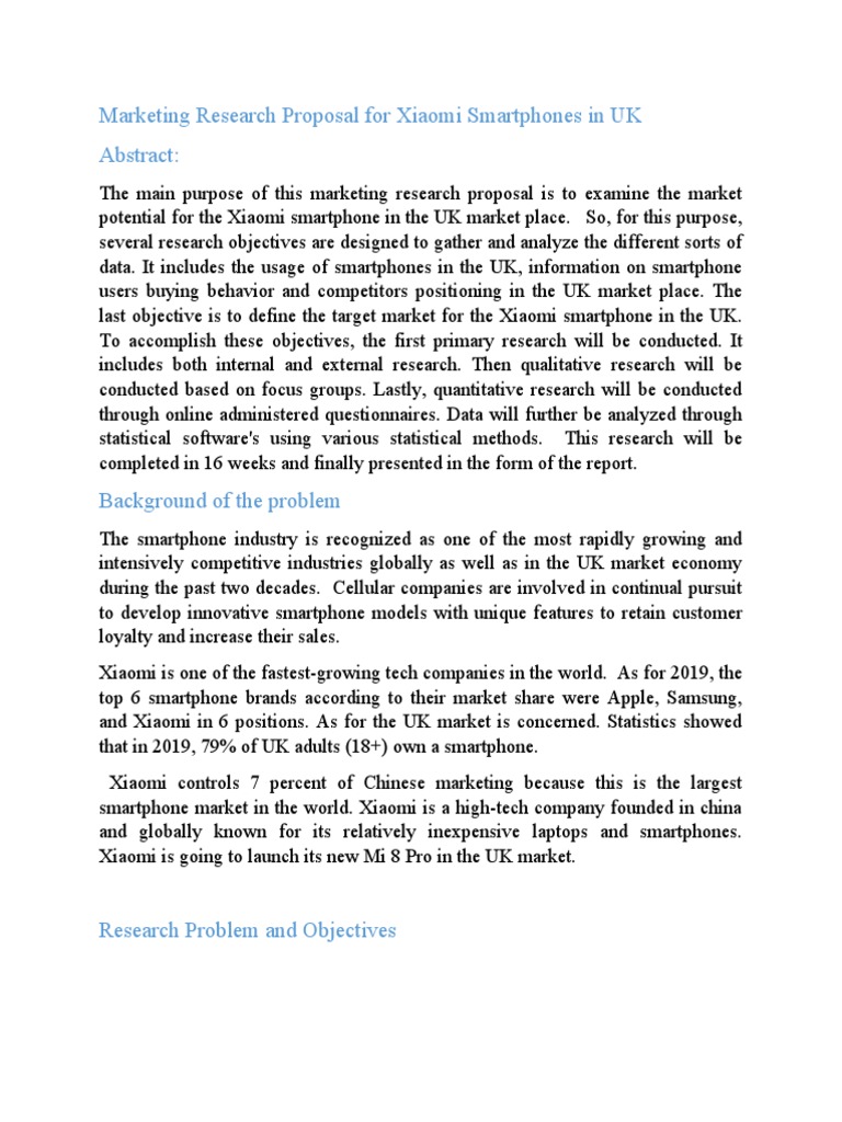 Marketing Research Proposal | PDF | Focus Group | Marketing Research