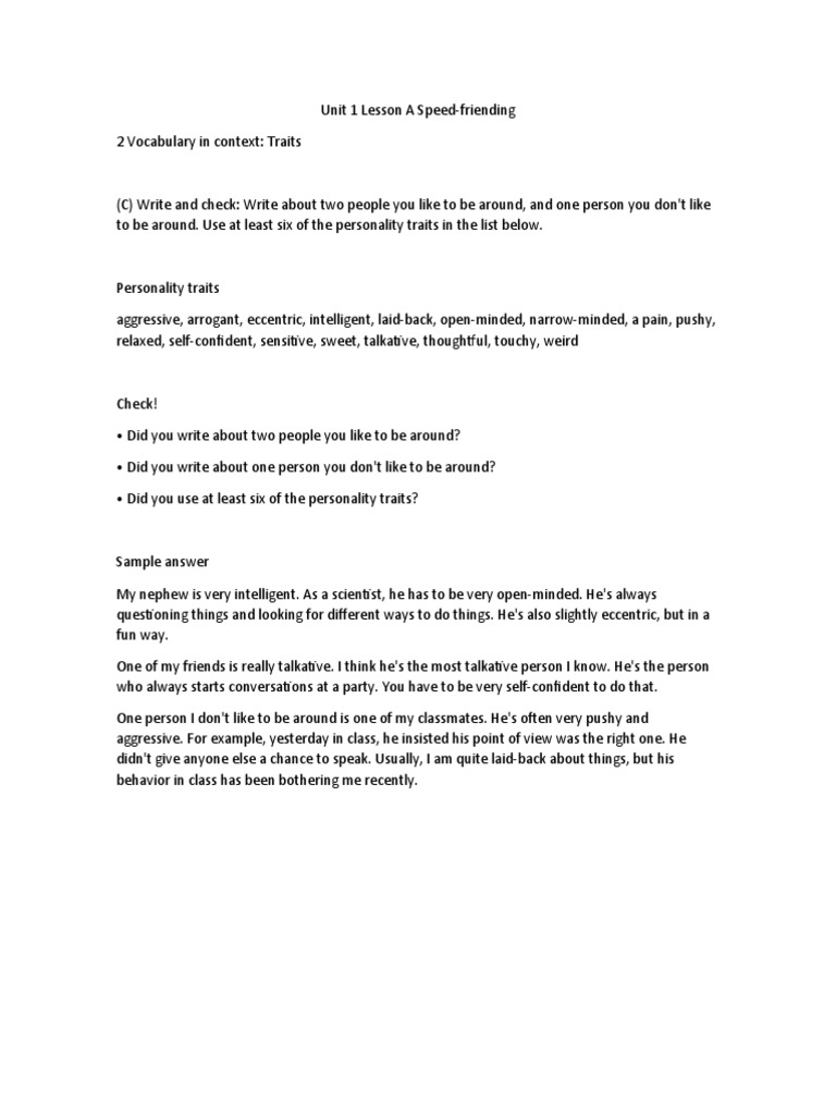 Unit 1 Lesson A Speed | PDF