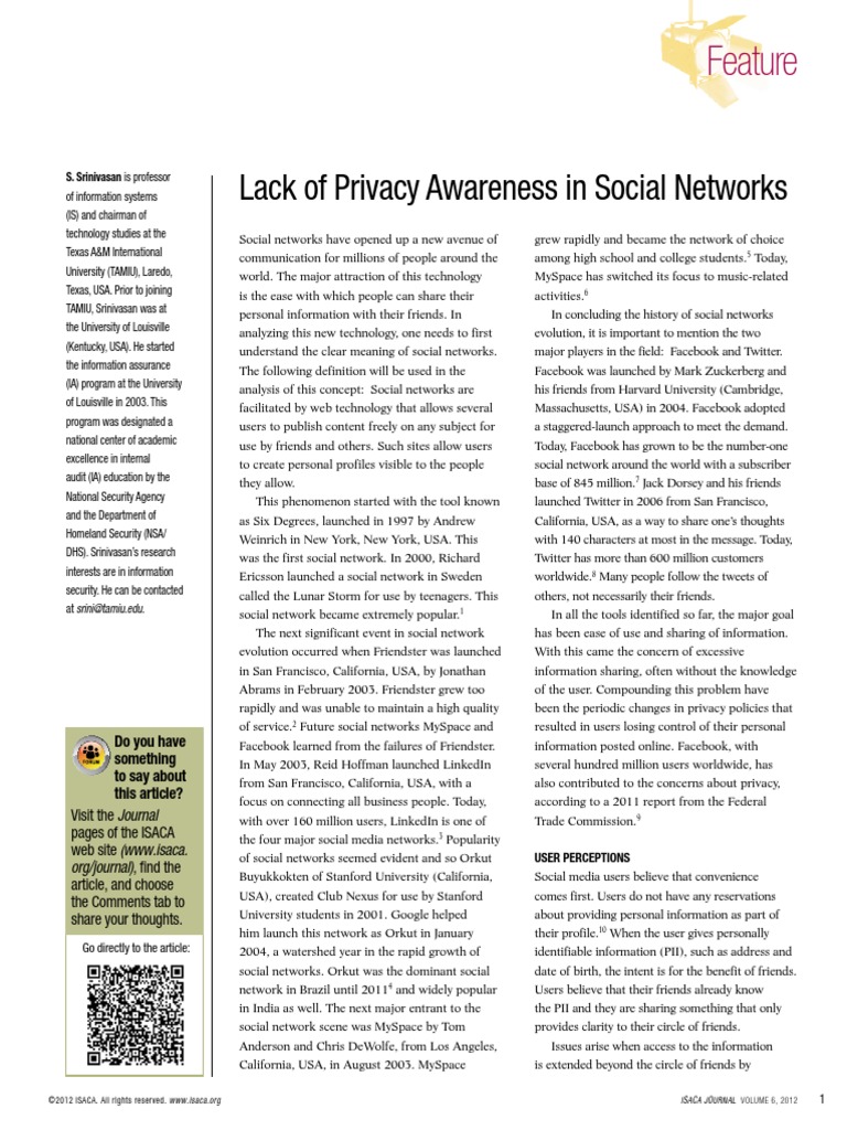 12v6 Lack of Privacy Awareness | PDF | Social Media | Popular Culture ...