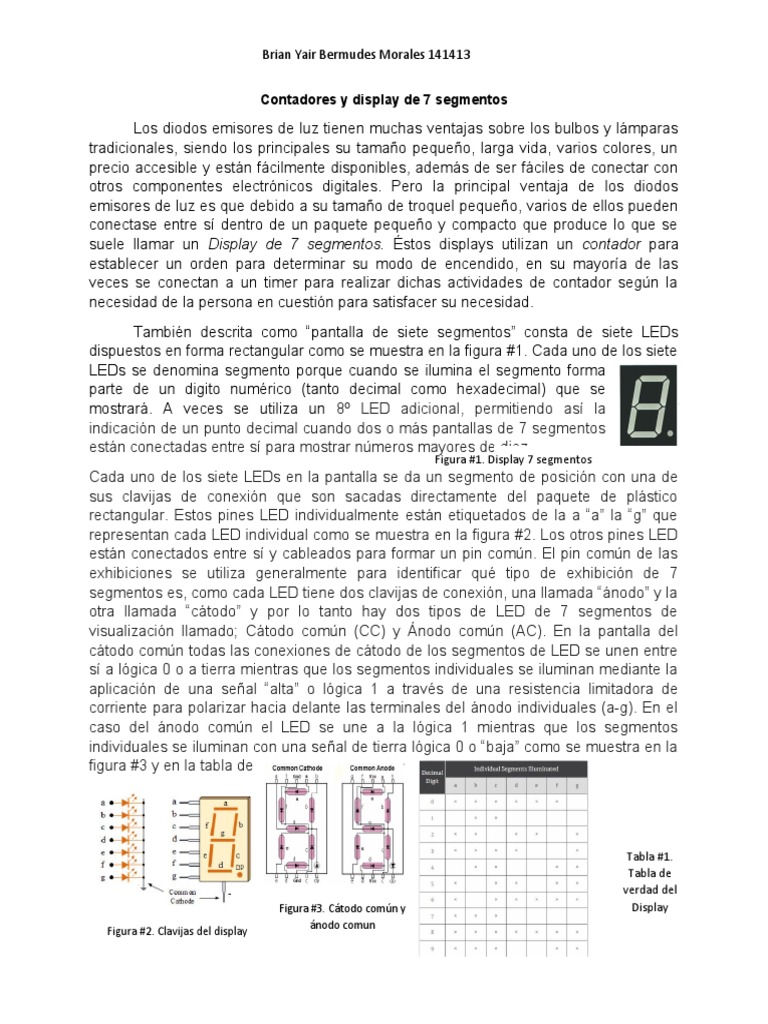 Contador y Display de 7 Segmentos - 141413 | PDF | Diodo emisor de luz | Electromagnetismo