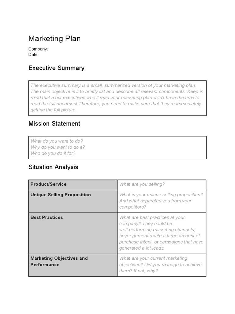 Marketing Plan Template PDF | PDF | Marketing | Pricing