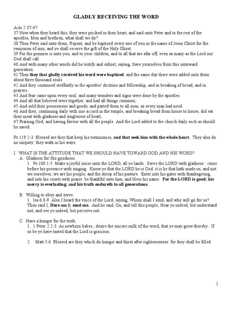 Gladly Receiving the Word Sermon and Outline by Charles A. Yawn | Jesus ...