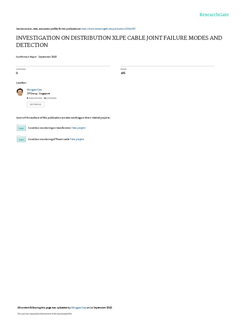 Investigation On Distribution Xlpe Cable Joint Failure Modes and ...