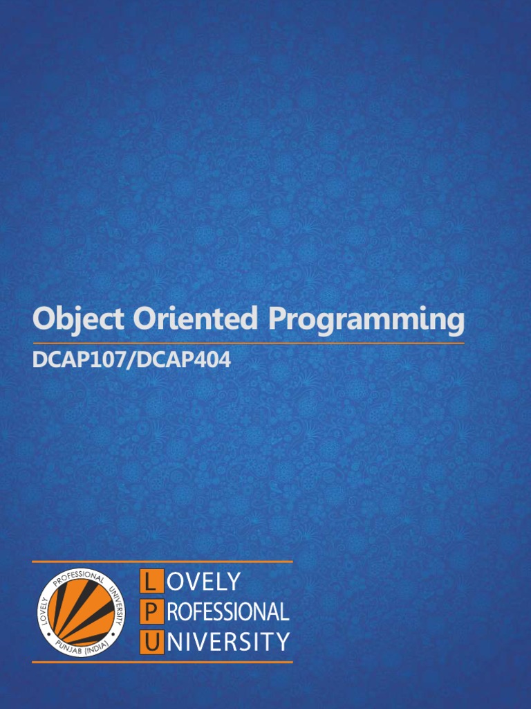 Dcap107 Dcap404 Object Oriented Programming PDF | PDF | Object Oriented Programming | Class ...