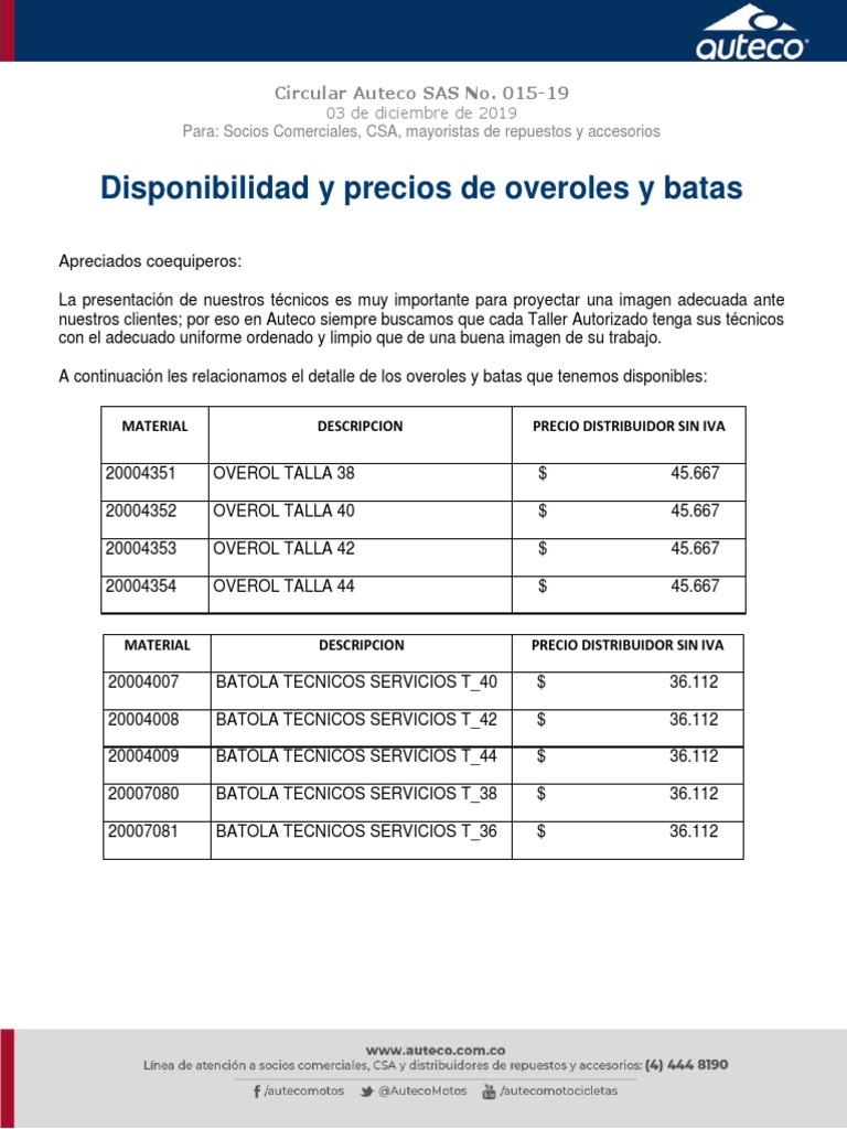 015-19 Circular Overoles y Batas | PDF