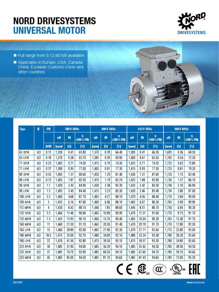 NORD Universal Motor Specifications | PDF | Manufactured Goods ...