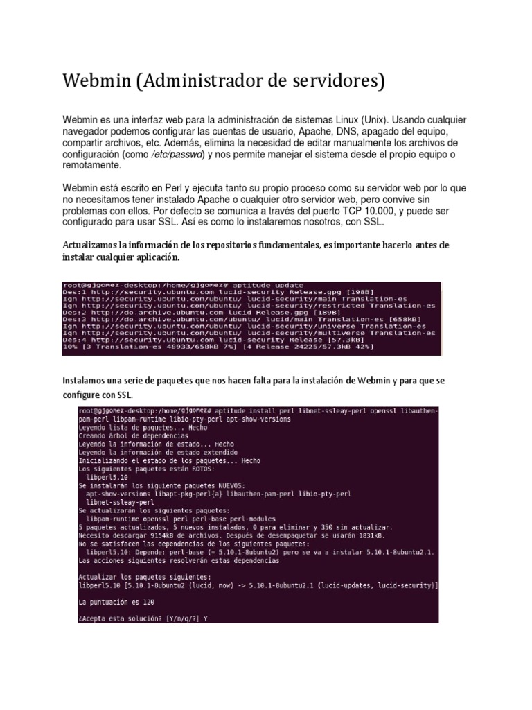 Tutoria Instalacion Webmin | PDF | Servidor web | Internet y web
