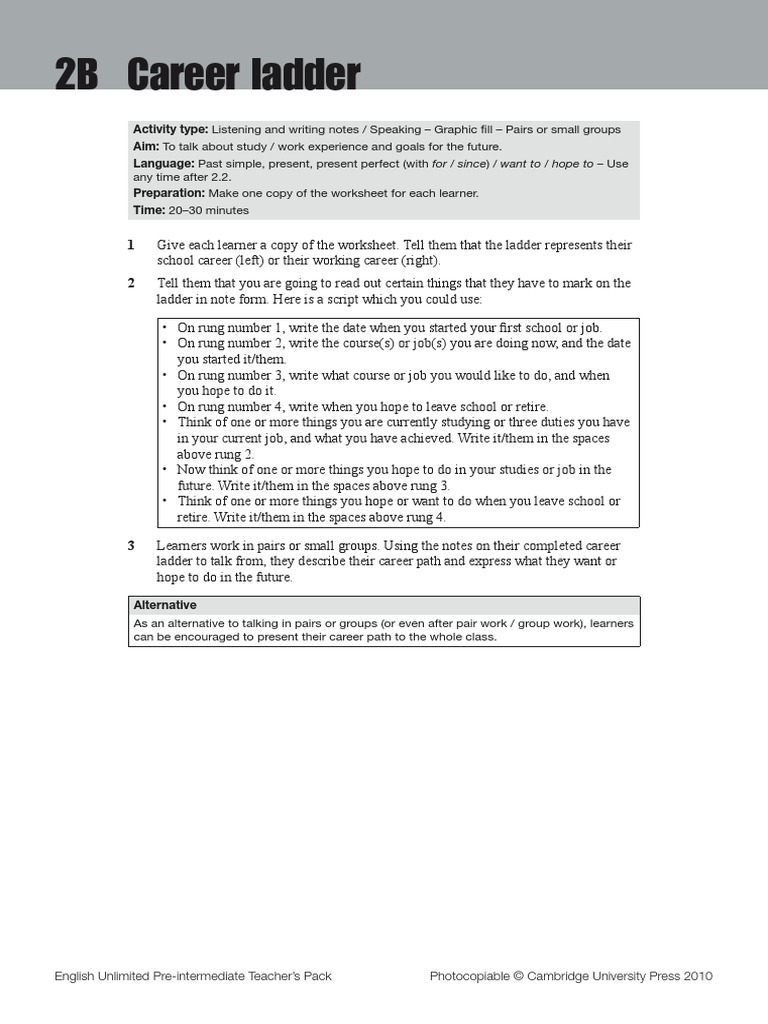 2B Career Ladder: Any Time After 2.2 | PDF