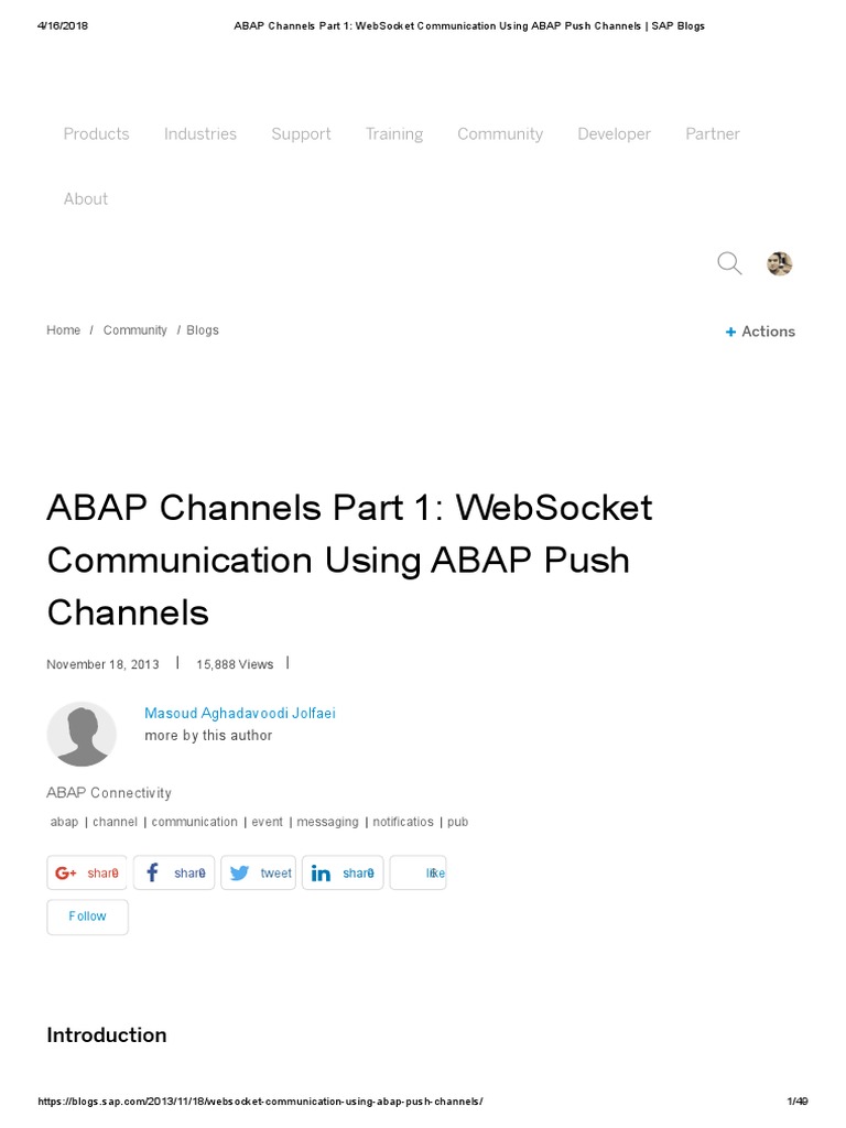 ABAP Channels Part 1 - WebSocket Communication Using ABAP Push Channels ... ABAP Channels Part 1 - WebSocket Communication Using ABAP Push Channels ...
