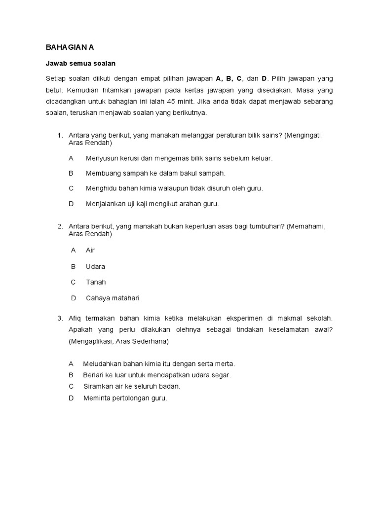 Kuiz Sains Tahun 4 Pdf