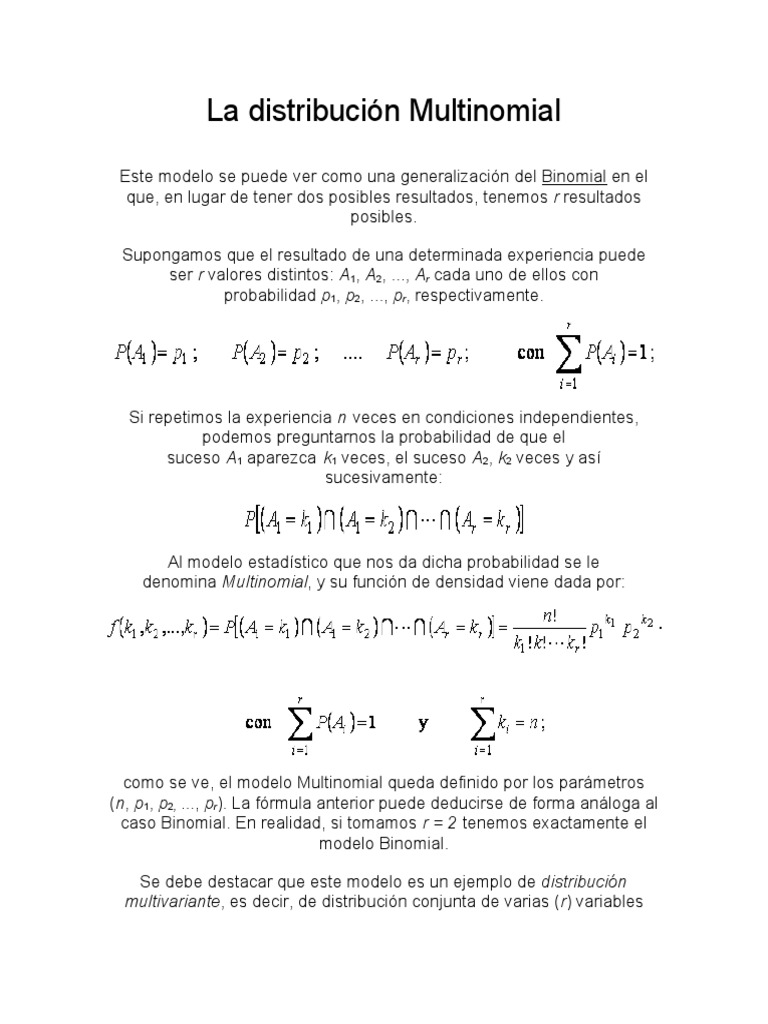 El modelo Multinomial: una generalización de la distribución Binomial ...