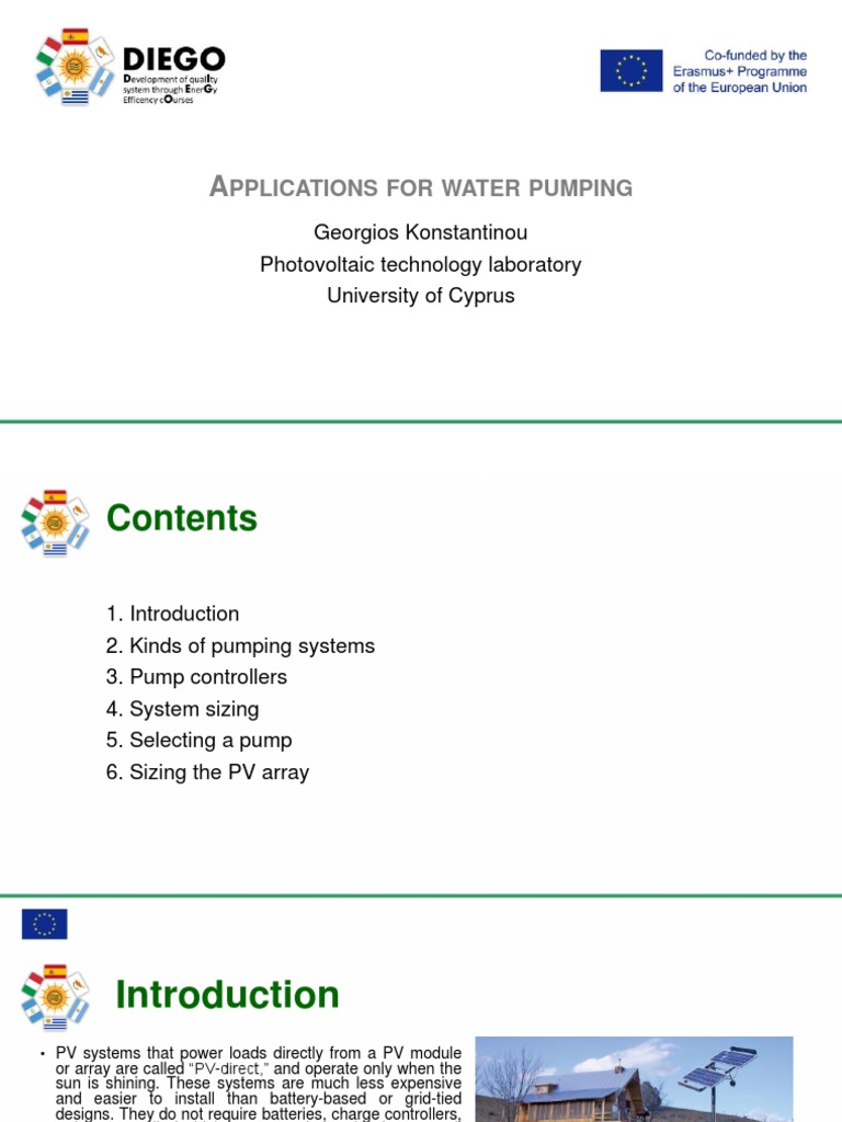 Applications For Water Pumping | PDF | Photovoltaic System | Photovoltaics