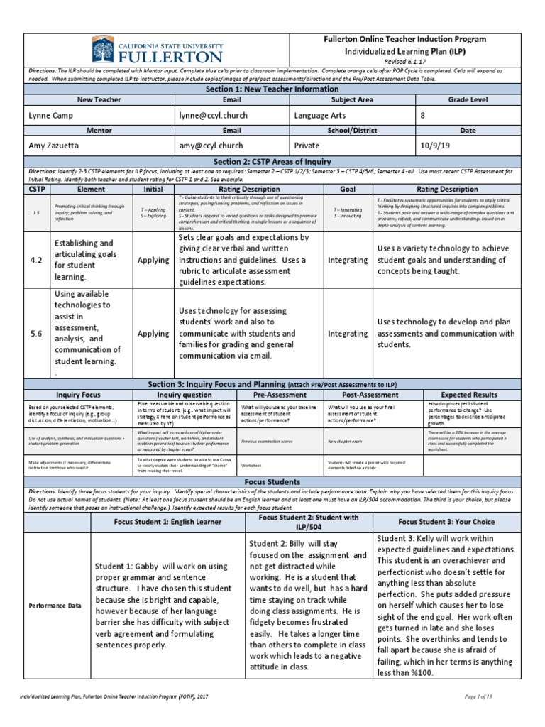 Ilp Tech | PDF | Educational Assessment | Lesson Plan