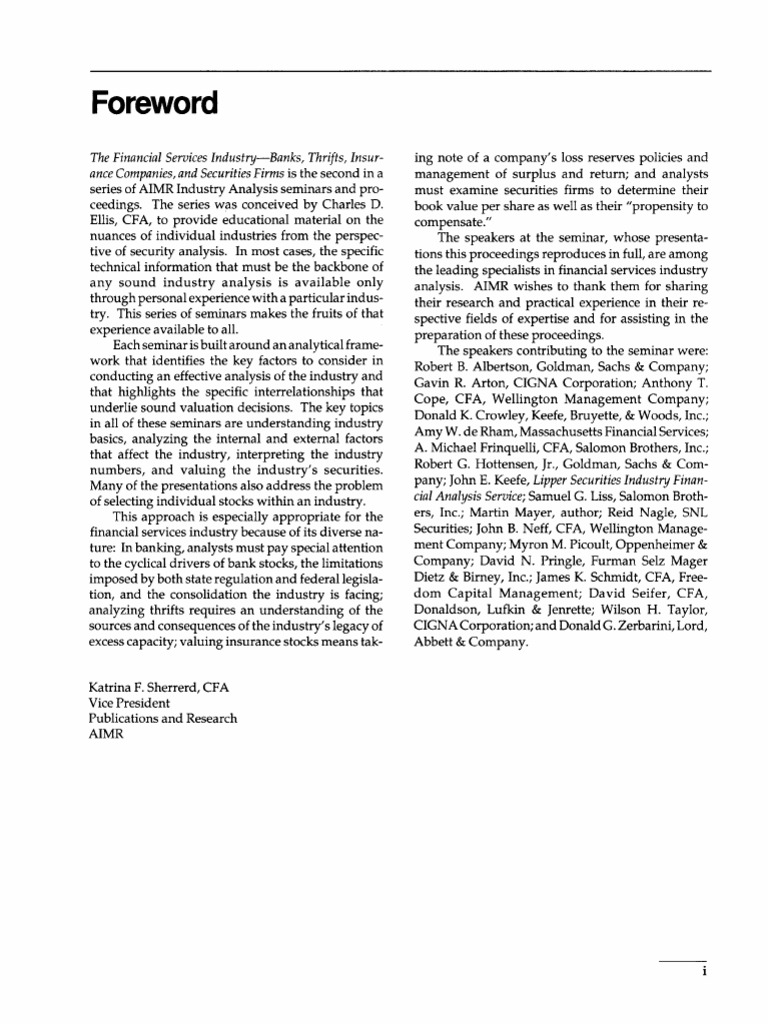 Alfred C. Morley-The Financial Services Industry - Banks, Thrifts ...