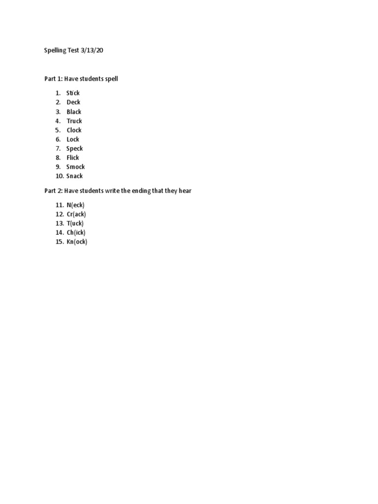 Spelling Test | PDF