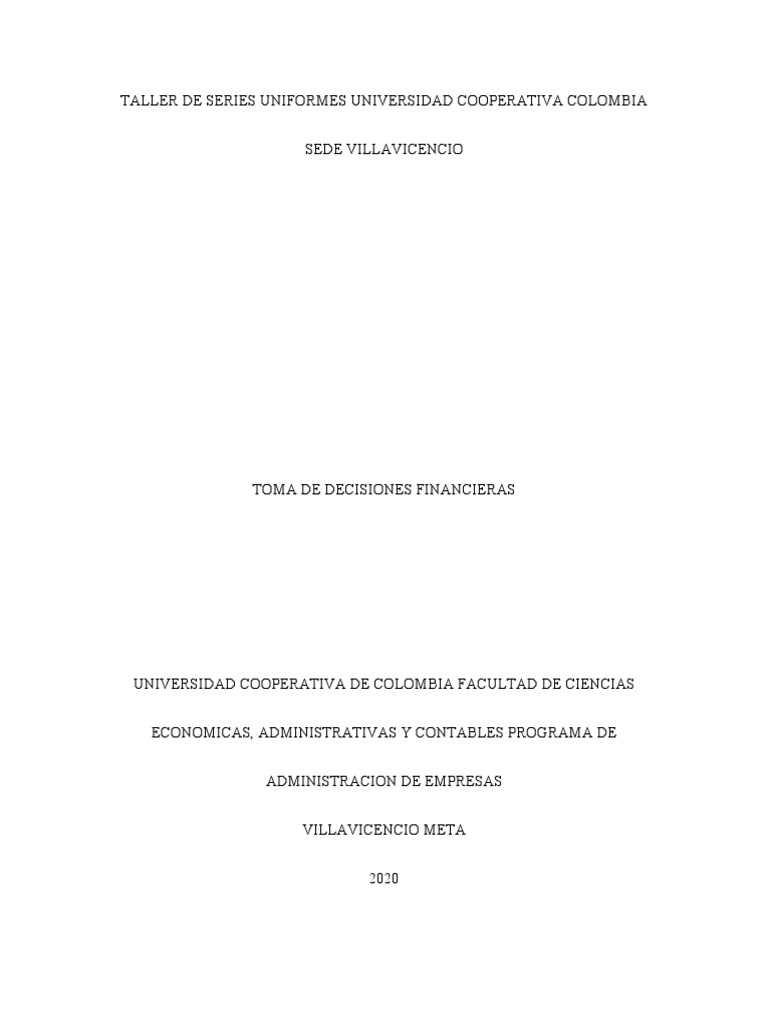 Taller de Series Uniformes y Variables | PDF | Amortización (Negocio ...