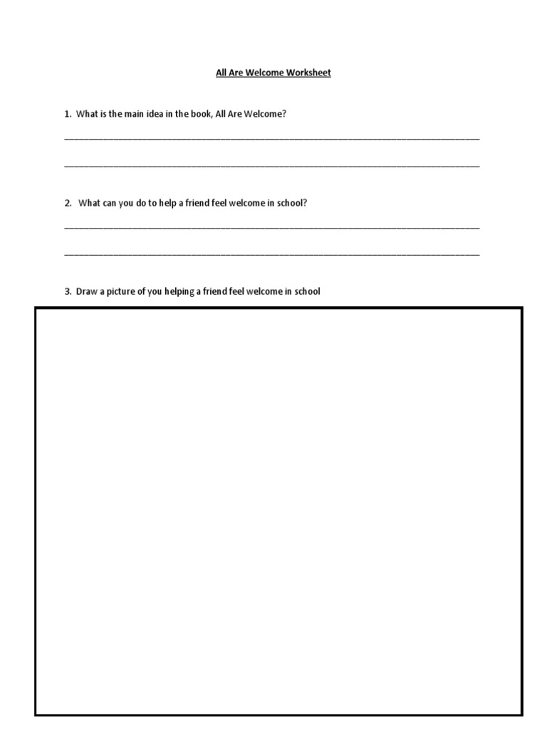All Are Welcome Worksheet | PDF