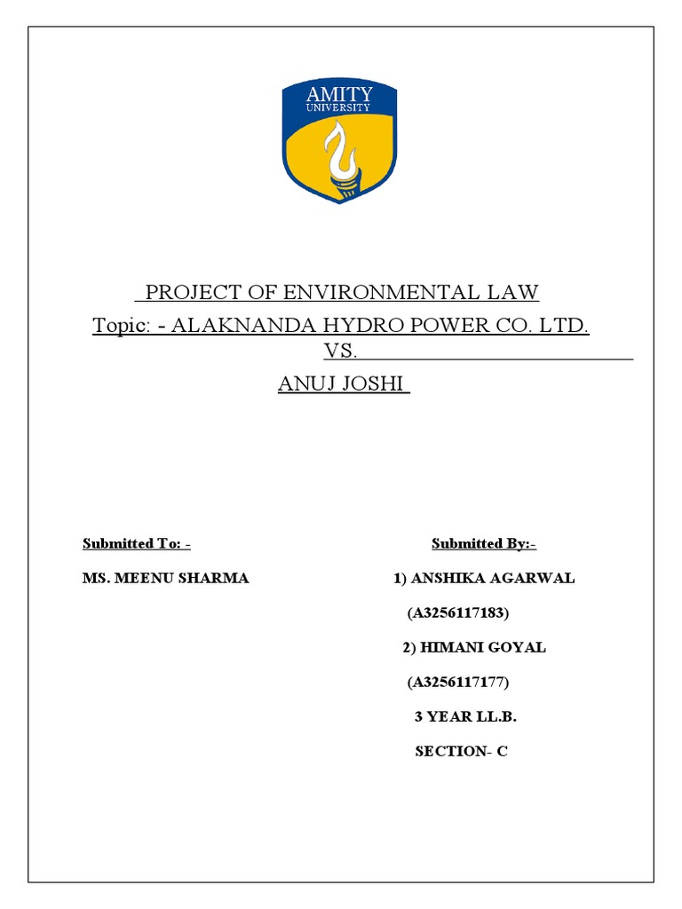 Alaknanda Hydropower Co. Ltd. vs. Anuj Joshi | PDF | Natural ...