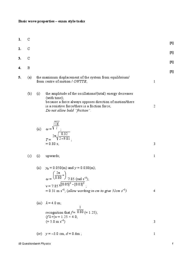Basic Wave Properties - Exam Style Tasks: Do Not Allow Bald "Friction ...