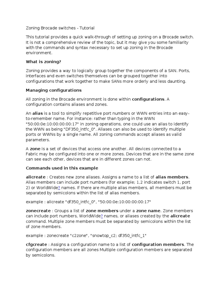 Zoning Brocade Switches | PDF | Switch | Digital Technology