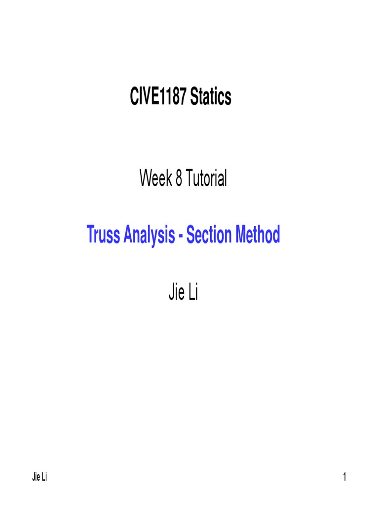 Week 8 Tutorial Slides | PDF | Truss | Structural Engineering