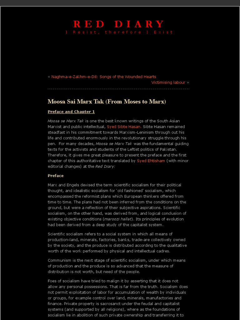 Moosa Sai Marx Tak (From Moses To Marx) - Red Diary | PDF | Socialism ...