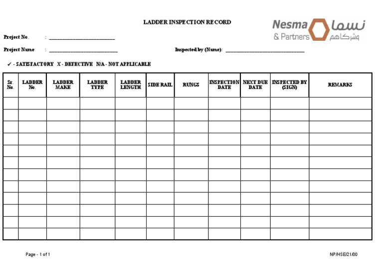 Ladder Inspection Record | PDF