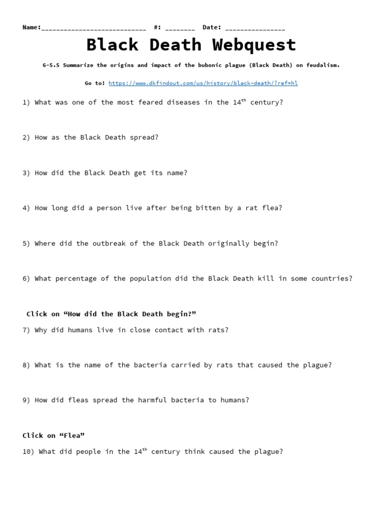 Black Death Webquest | PDF | Black Death | Epidemiology