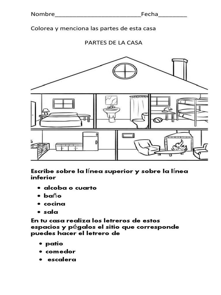 Actividades sobre las partes de la casa | PDF | Hogar, jardinería y ...