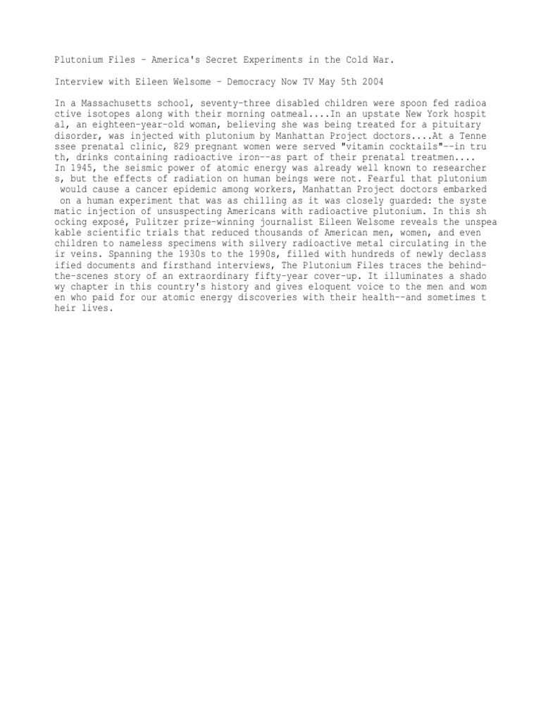Plutonium Files | PDF