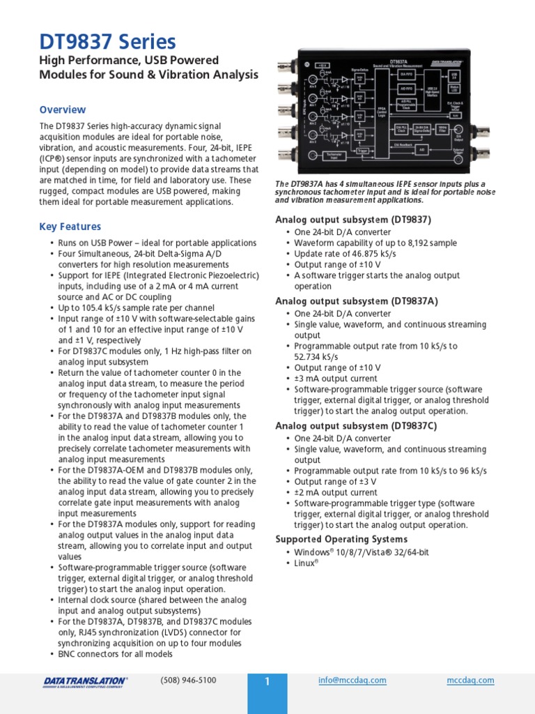 DT9837 Datasheet PDF | PDF | Analog To Digital Converter | Sampling ...