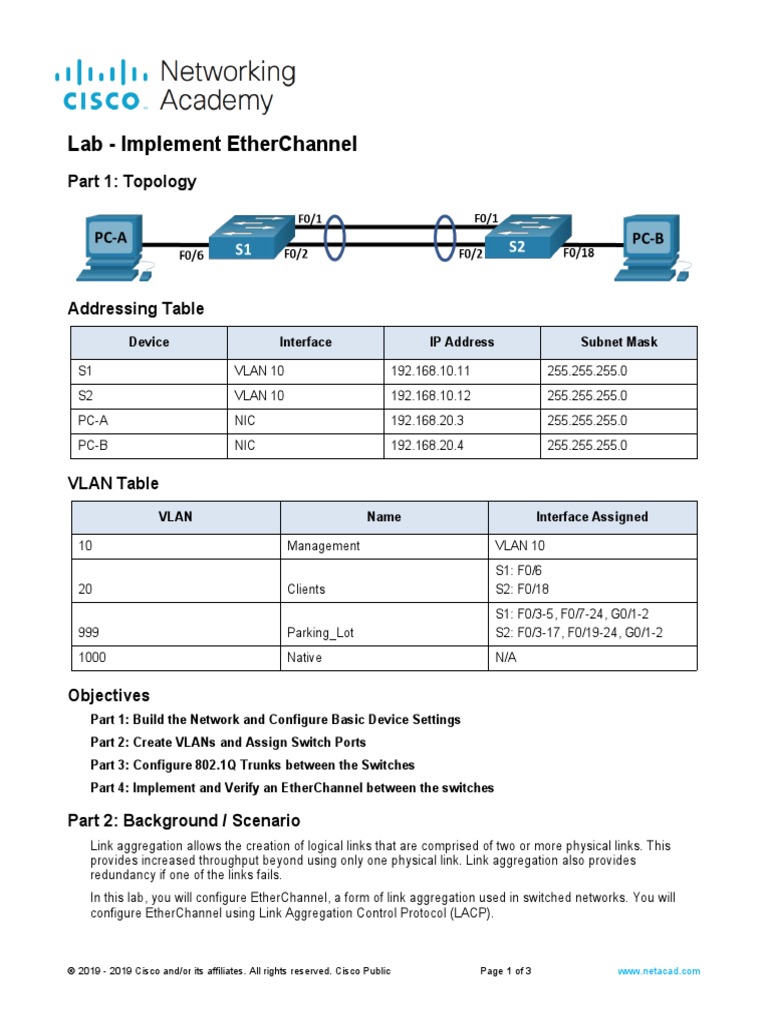 Lab - Implement Etherchannel: Part 1: Topology | PDF | Network Architecture | Computer Mediated ...