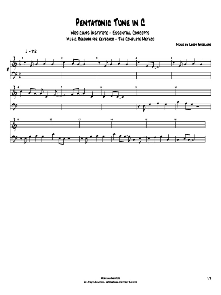 Pentatonic Tune in C Pentatonic Tune in C: Musicians Institute ...