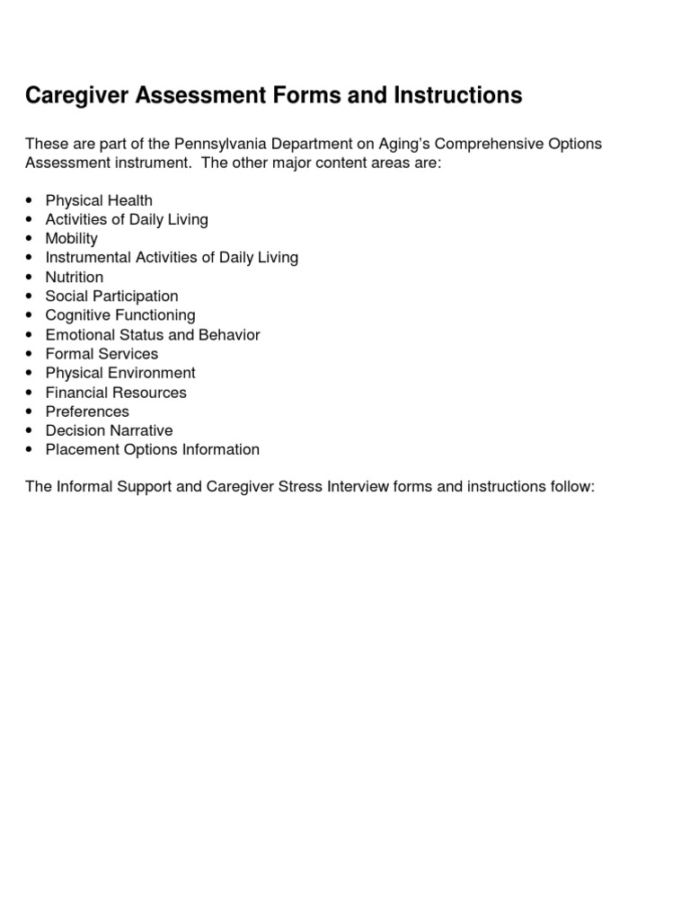 Caregiver Assessment | Caregiver | Psychology & Cognitive Science