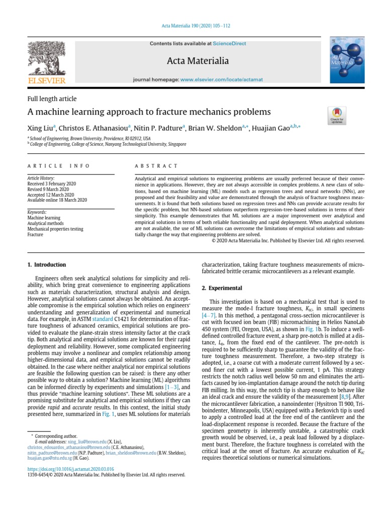 A Machine Learning Approach To Fracture Mechanics Problems PDF | PDF ...