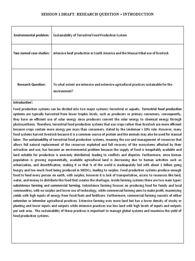 Session 1 Draft: Research Question + Introduction | PDF | Intensive ...