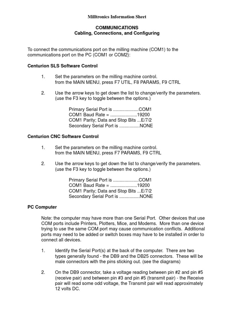 Milltronics Information Sheet Communications Cabling, Connections, and ...